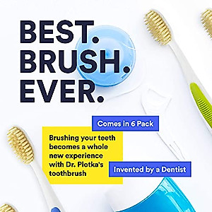 MOUTHWATCHERS Dr Plotkas Extra Soft Flossing Toothbrush Manual Soft Toothbrush for Adults, Ultra Clean Toothbrush, Good for Sensitive Teeth and Gums, Multicolor, 6 Pack