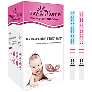 Easy@Home Ovulation & Pregnancy Test Strips Kit: 25 Ovulation Strips and 10 Pregnancy Tests – Accurate Fertility Tracker OPK | 25LH + 10HCG