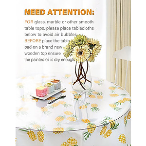 VeeCano 54 Inch Round Clear PVC Table Protector Kitchen Countertop Cover Protector Waterproof Table Cover Rectangle Plastic Tablecloth Vinyl Non Slip Oblong for Circle Coffee Dining Table 1.5mm Thick