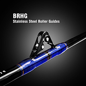 Fiblink 1-Piece Saltwater Offshore Trolling Rod Conventional Boat Rod Roller Fishing Pole(6-Feet, 30-50lb/50-80lb/80-120lb) (50-80-Pound)