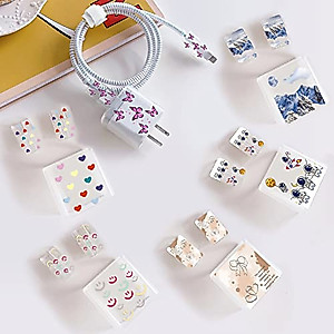 DiyGody Lovely Cable Protector for iPhone Charger with Cute Clear Pink Butterfly Design, Soft Data Line Cable USB Wire Saver Charger Protector Compatible with 18W/20W iPhone Charger