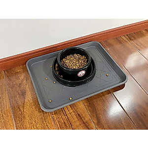 PetLike Boot Tray for Entryway Indoor, Pet Food Mat Tray, 16.7 x 12.8 inch 2 Packs, Waterproof Rubber Shoe Tray for Indoor and Outdoor, Multi-Purpose Tray for Boots, Shoes, Pets, Garden…