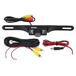Qiilu License Plate Camera 7 LED 170° Wide Angle Car License Plate Reaview Reverse Backup Night Vision Camera Waterpoof