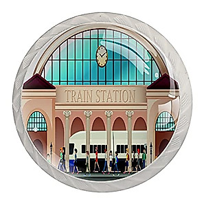 Train STATTON Knobs for Kitchen Cabinets 1.18'' Drawer Pulls Handles with Screws Crystal Glass Drawer Cabinet Pull Knob Handle Kitchen Door Wardrobe Hardware 4 Pack