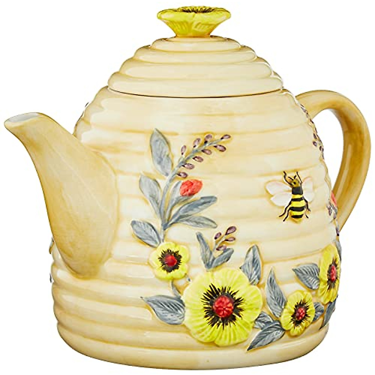 Bee Sweet 32 oz. 3-D Beehive Teapot Ceramic,Multi Colored