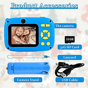 SUZIYO Camera for Kids with Tripod, Digital Video Camcorder 1080P 2.4 Inch HD,Best Birthday Christmas Electronic Toys Gifts for Childen Age 3 4 5 6 7 8 9 Years Old Boys with 32G SD Card, Blue