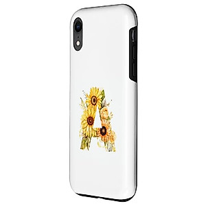 iPhone XR Letter A Initial Monogram Sunflower Minimalist Women Yellow Case