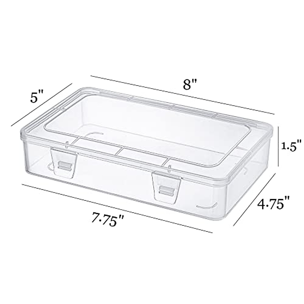 Kingrol 12 Pack Clear Plastic Storage Containers with Lids, 8 x 5 x 1.75 Inch Empty Hinged Boxes, Stackable Organizer Boxes for Home, Office, Craft Supplies