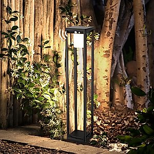 BRIMMEL Outdoor Solar Landscape Floor Lamp with Motion Sensor 60 W Aluminum Waterproof 10H Endurance Cordless Landscaping Garden Light for Lawn Patio Yard Driveway, Solar Energy, Black, 32", SG601064