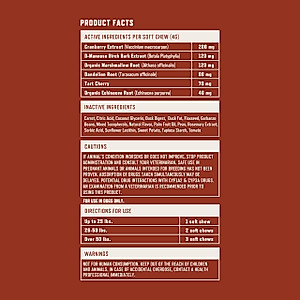 Rocco and Roxie Dog UTI Treatment, Cranberry Supplement for Dogs, Bladder Control, Urinary Tract Support with D-Mannose and Tart Cherry, Incontinence Health Supplements, Dog Treat Soft Chews 90 ct