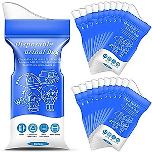 Moodooy Emergency Portable Urine Bag, 20pcs Travel Urinal Bag, Disposable Urine Bag can be Used for Emergency Situations Such as Traffic Jams, Vomiting, Camping, etc. Unisex Urinal Bag.