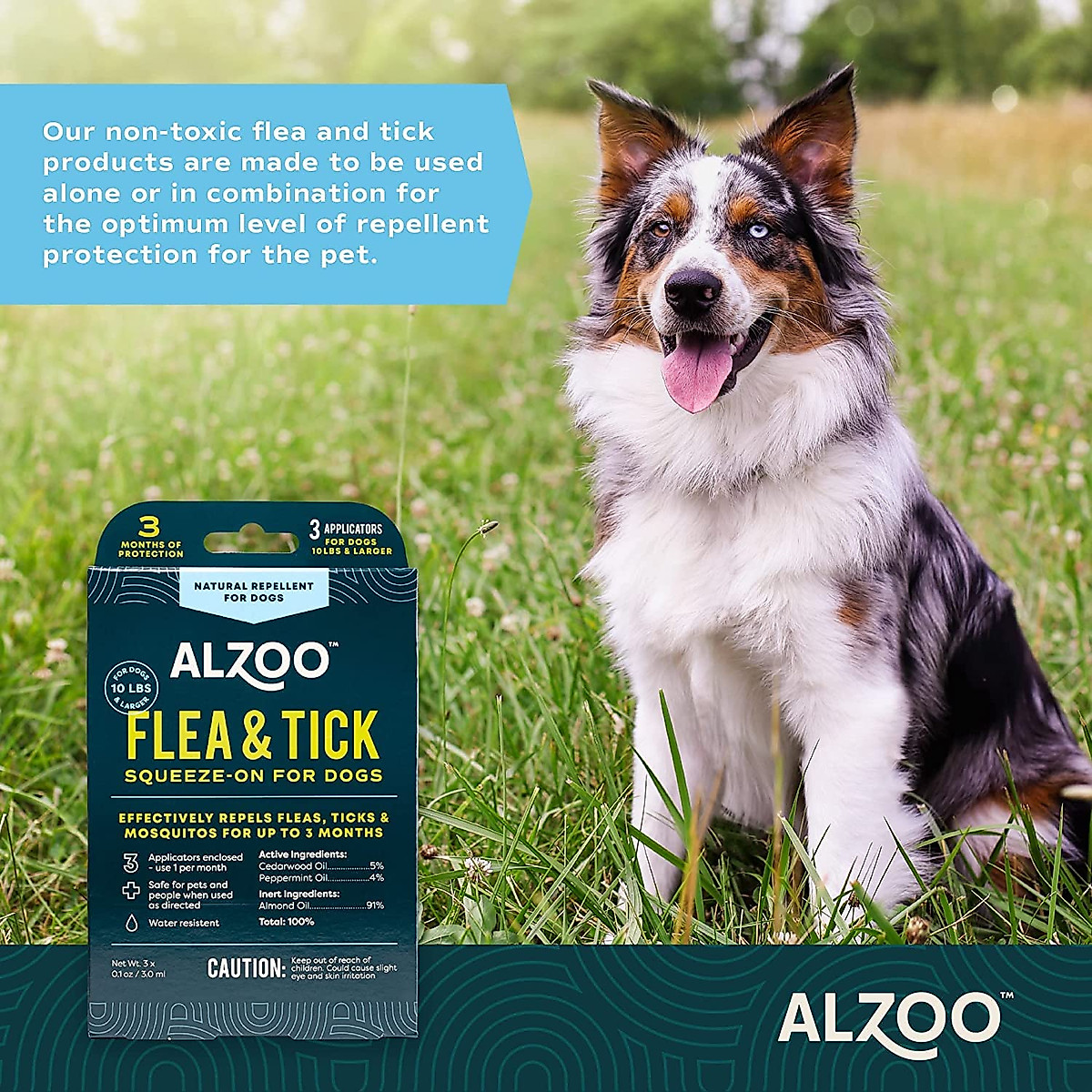 ALZOO Flea & Tick Repellent Squeeze-On for Dogs and 8 Fl. Oz. Flea & Tick Repellent Spray for Dogs, 100% Plant-Based Active Ingredients