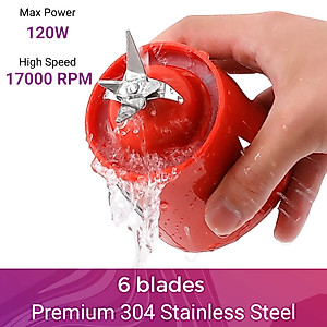 Blendi Pro Plus Premium Cordless Portable 17.5oz Rechargeable Blender - Crush Ice, Fruit & Blend Sports Powders in Seconds - Stainless Steel Blades w/High Powered 120W Motor - Gym, Tailgates (Pink)