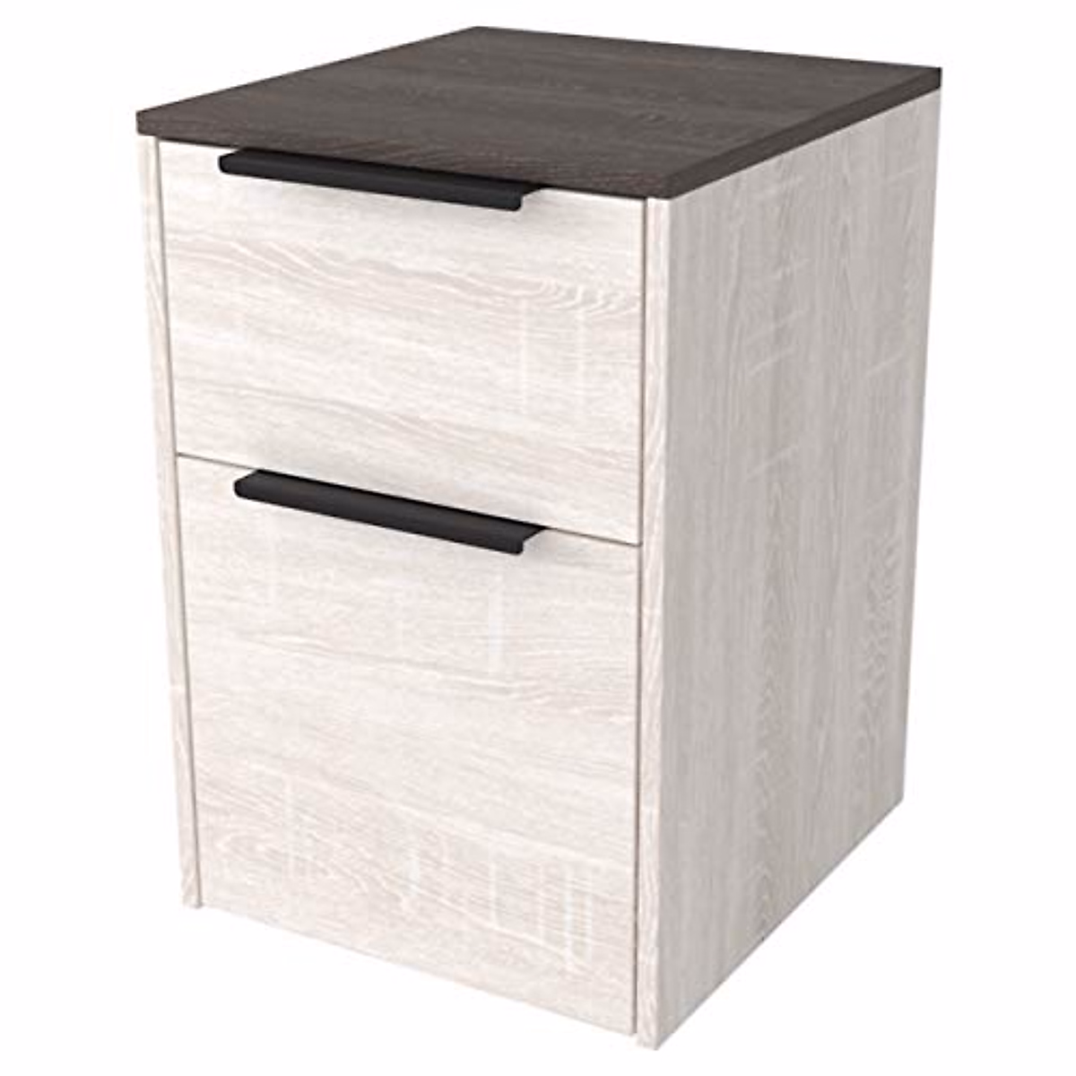 Signature Design by Ashley Dorrinson Modern Farmhouse Filing Cabinet with 2 Drawers, Whitewash & Brown