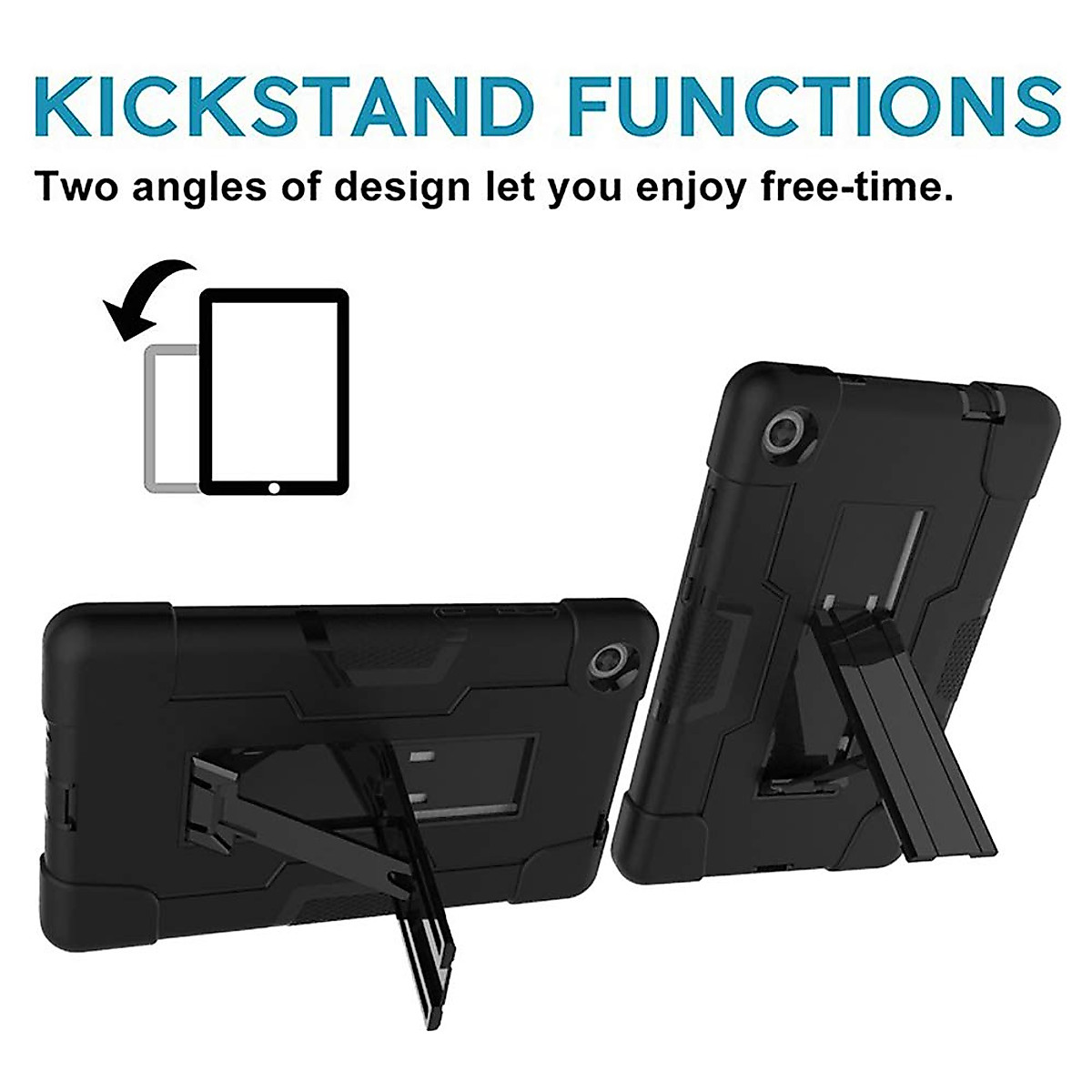 FIEWESEY For Lenovo Tab M7 Case,For Lenovo Tab M7 Gen 3 Case,Heavy-Duty Drop-Proof Shock-Resistant Rugged Hybrid case(Built-in Stand)for Lenovo Tab M7 Gen 3/M7/TB-7305F/TB-7305I/TB-7305X(Black/Black)