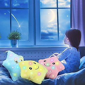 Pinkunn 6 Pcs Light up Star Pillow Star Shaped Soft Plush Pillow for Kids 13 Inch Twinkle LED Night Colorful Glowing Plush Throw Stuffed Pillow for Birthday Gifts Room Home Office