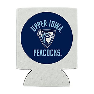 Upper Iowa University Peacocks Logo Can Cooler - Drink Sleeve Hugger Collapsible Insulator - Beverage Insulated Holder
