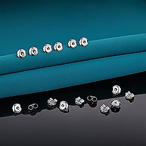 Catinee 16PCS 925 Sterling Silver Earring Backs,14k White Gold Plated Earring Backs for Studs,Hypoallergenic Secure Earring Backings for Locking Stud Earrings