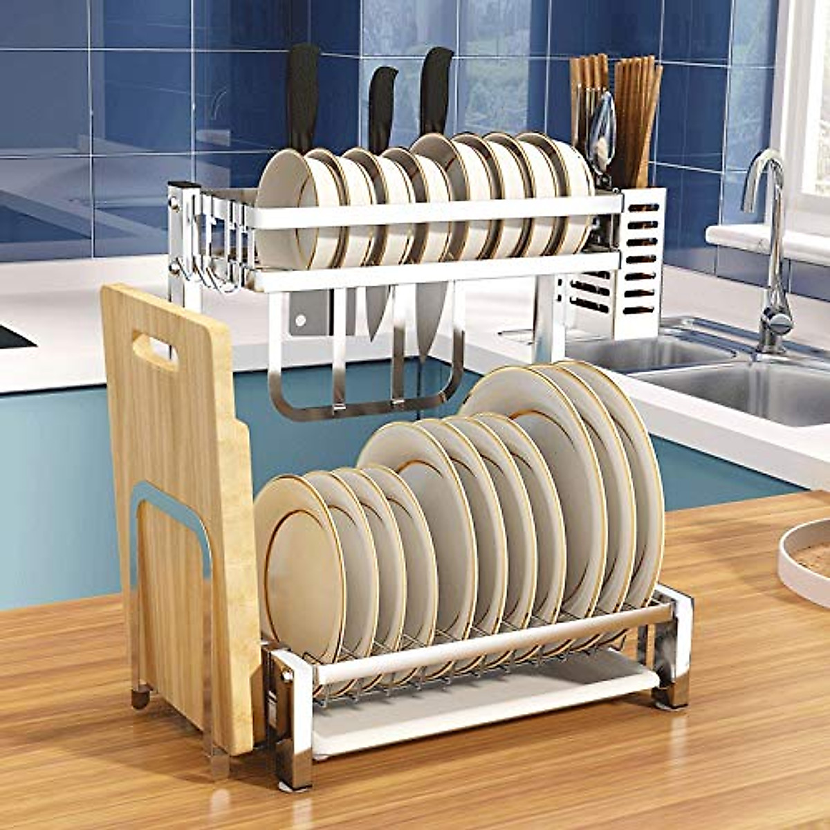 PDGJG 304 Stainless Steel Dish Rack Drain Rack Drying Filter Tableware Storage Box Dishes Dishes Supplies Kitchen Racks 2 Layers