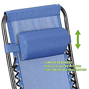 Geniqua Set of 2 Zero Gravity Lounge Chair Recliners Steel Mesh Fabric Outdoor Folding Chair w/Footrest, Adjustable, Pillow and Tray, Black