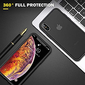 Humixx Shockproof Series iPhone X Case/iPhone Xs Case, [Military Grade Drop Tested] [Upgrading Material] Translucent Matte Case with Soft Edge, Heavy Duty Protective Case, 5.8 Inch Black