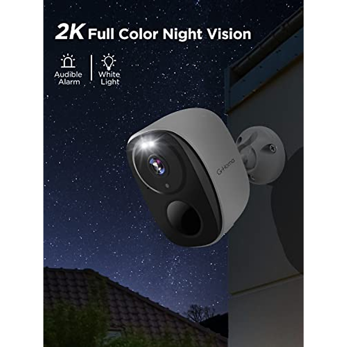 Security Cameras Wireless Outdoor, 2K Battery Powered Spotlight Siren Alarm Indoor Home Camera, Color Night Vision, 2-Way Audio, AI Detection, Cloud/SD, Waterproof, Work with Alexa, No Monthly Fee