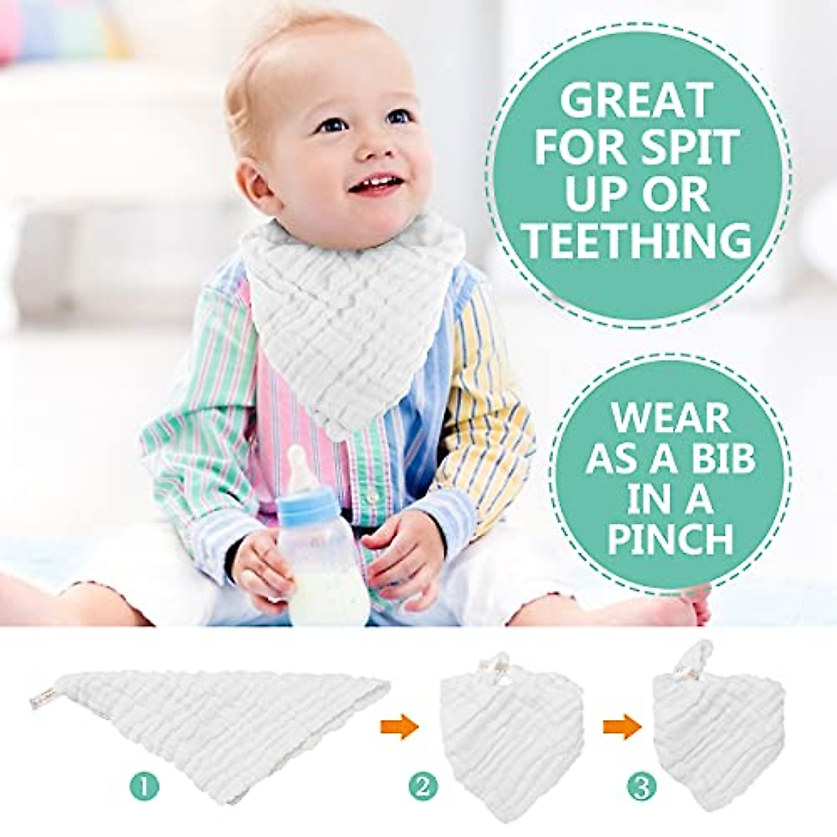 Baby Muslin Soft White Small Washcloths for Newborn Essentials Must Haves Muslin Wash Absorbent Burp Cloths Registry for Your Baby Boy Face Towel And Bath Washcloth Koo-dib 30 Pack Set + Wash Mesh Bag