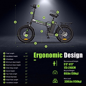 isinwheel D4 Electric Bike Adults with Peak 750W Motor, 20" x 4.0 Fat Tire Foldable Electric Bicycle, 48V 15AH Removable Battery and Dual Suspension System E-Bike for Beach Mountain, Shimano 7-Speed