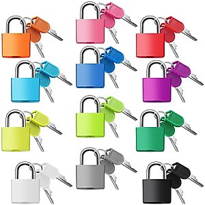 Photect Suitcase Lock with Key Metal Padlock with Key Multicolor Lock Luggage Locks Small Lock Mini Padlocks Luggage Padlocks for School Gym Classroom Matching Game Travel (12, Vivid Colors)