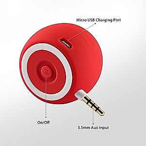 Portable Mini Speaker for iPhone/iPad/iPod/Tablet, 3W Cellphone Speaker with 3.5mm Aux Input, Clear Loud Sound in Compact Golf Size Body (Passion Red)