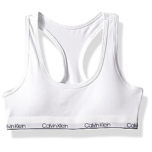 Calvin Klein Girls' Big Modern Cotton Molded Bralette, Classic White, X-Large