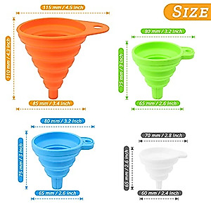 KUFUNG Silicone Collapsible Funnel Set of 4, Small and Large, Kitchen Gadgets Foldable Funnel for Water Bottle Liquid Transfer Food Grade