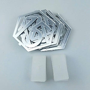 TENDYCOCO 15pcs Wedding 1 to 15 Table Numbers Hexagonal Shaped Acrylic Numbers Dining Table Guide Cards Silver Number Signs Decoration for Banquet Catering Hotel