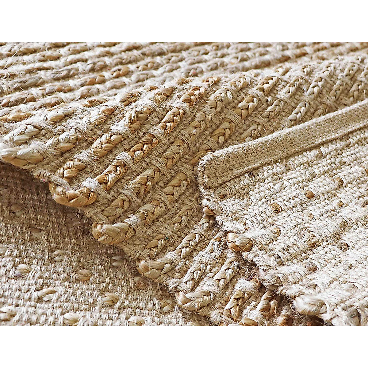 The Home Talk Handmade Jute Area Rug 3'x5' Jute Braid Rug Perfect for Rustic, Farmhouse, Bohemian Floormat Soft and Durable Carpets for Living Room Décor, Bedroom, Dining Room - Natural