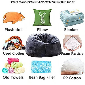 5FT Giant Fur Bean Bag Chair Cover, Ultra Soft Bean Bag Bed for Adults (No Filler, Cover only), Big Round Soft Fluffy Faux Fur Bean Bag Lazy Sofa Bed Cover, Machine Washable Big Size Bean Bag Cover