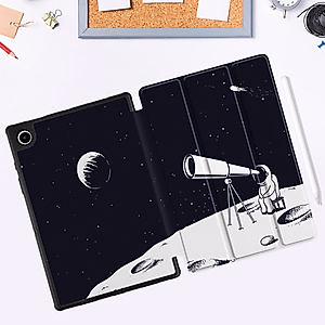 DONGKE Case for Samsung Galaxy Tab A8 10.5 Inch 2022 (SM-X200/X205/X207), Trifold Stand Cover with Auto Wake/Sleep + Soft TPU Protective Stand Back Cover for Galaxy Tab A8 10.5", Spaceman