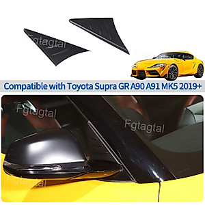 Fit for Toyota Supra GR A90 A91 MK5 2019-2024 ABS Rearview Mirror Side Spoiler Trim Cover Stickers, Channel The Car Air, Reduce The Wind Noise Inside The Car, 2PCS (Matte Black)