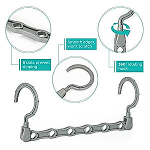HOUSE DAY Space Saving Hangers for Clothes 10 Pack, Magic Hangers Multi Hangers Organizer, Closet Organizers and Storage System Closet Space Saver Hangers, Collapsible Hangers for Clothes, Gray