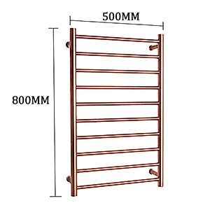 Towel Warmer Drying Rack Rose Gold for Bathroom, Wall Mounted Electric Heated Towel Drying Rack with 10-Bars, Stainless Steel Electric Heated Towel Rail Radiator, Hardwired