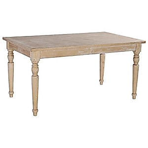 Riverbay Furniture 59" W x 35" D Transitional French Inspired Design Wood Dining Table with Spacious Table Top and Decorative Turned Legs in Light Natural Brown