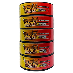 Hooch Herbal Snuff Spitfire Fine Cut 5 Cans with DC Crafts Nation Skin Can Cover - Metal