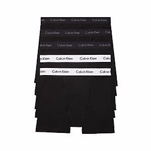 Calvin Klein Men's Cotton Classics 5-Pack Boxer Brief, 3 Black Bodies W/Black WB, 2 Black Bodies W/White WB, Large