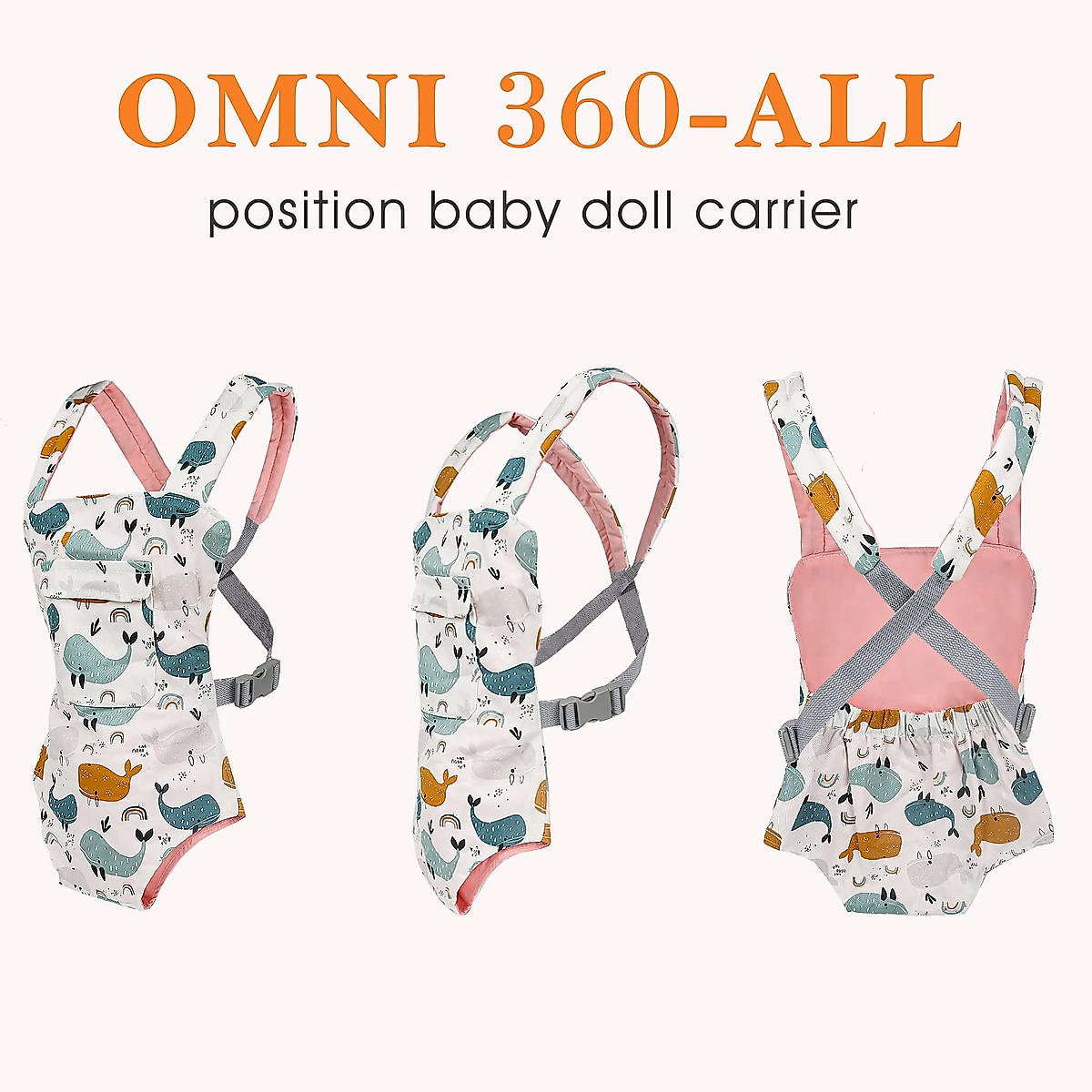 Vollence Baby Doll Carrier Front and Back Backpack Doll Carrier for 14 to 25 inch Dolls