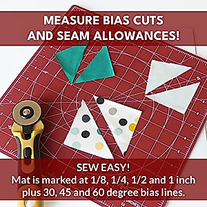 Madam Sew Self Healing Cutting Mat, 12x12 Rotating Cutting Mat for Quilting, Sewing and Crafts Features 360 Degree Rotation, Lockable Non-Slip Base and Accurate Grid and Bias Lines for Precise Cuts