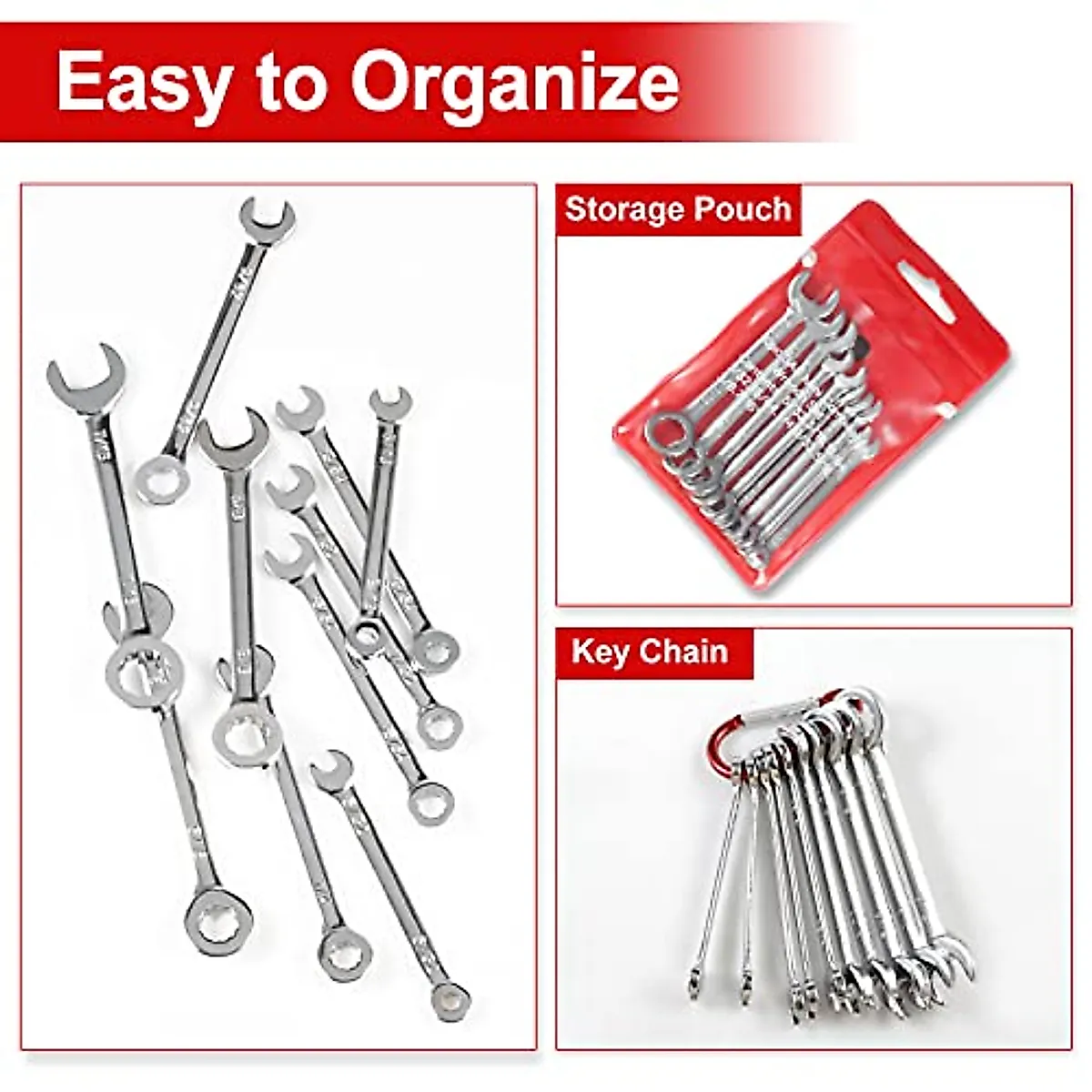 SPEEDWOX Mini SAE Wrench Set, 10-Piece, Open/Box End, Made of High Carbon Steel, Heat Treated for Strength and Durability