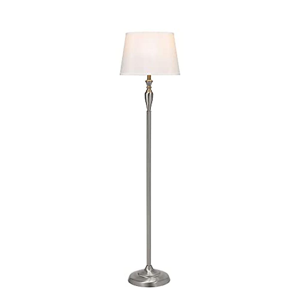 Catalina 21415-000 Transitional 3-Piece Metal Floor & Table Lamp Set with Linen Shades, 59" and 24", Brushed Nickel