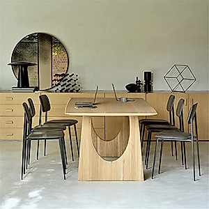 NIUYAO Solid Wood Dining Table Rectangle Modern in Nature with Double Pedestal Table Only for Dining Room Kitchen Leisure Table -63" L x 27.5" W x 29.5" H