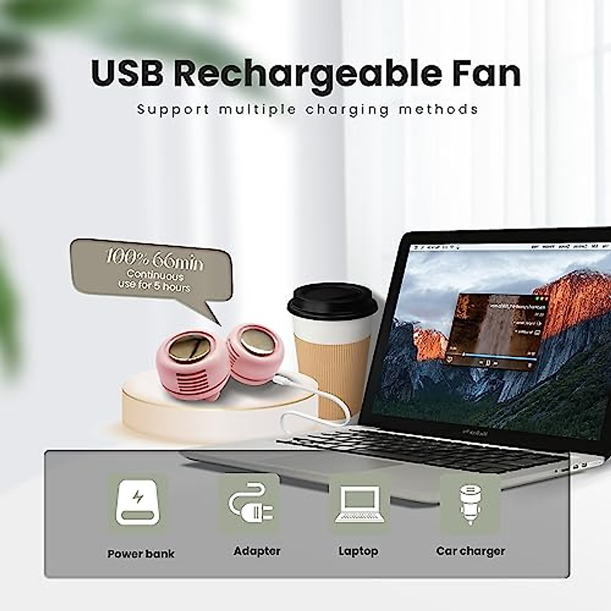 EZ Tuxedo Mini Portable Fan -360° Rotatable Small Personal Fan that Blow Cold Air with Clip Fan 3 Speeds.Portable USB Rechargeable Small Cooling Fan.Battery Powered Fan for Outdoor and Indoor