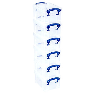 Really Useful Box 0.3 Litre Plastic Storage Box Clear (Pack of 6)