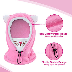 Vorshape Kids Balaclava Ski Mask, Cold Weather Fleece Face Mask with Hood, Windproof Outdoor Winter Hat for Boys & Girls